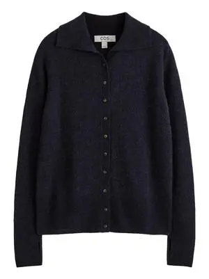Cos Alpaca Merino Wool Turtleneck Cardigan - Navy