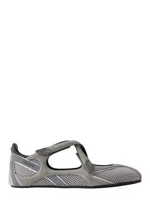 Attico Floor 01 Mesh-Trimmed Suede Flats Gray