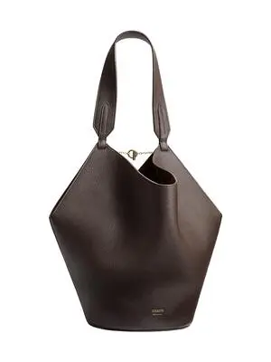 Khaite Small Lotus Leather Tote - Dark Brown
