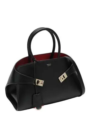 FERRAGAMO Hug M Leather Handbag - Black