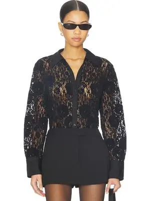 Free People Lace Button Down Shirt - Black