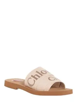 Chloé Woody Logo Slide Sandals - Blushy Beige