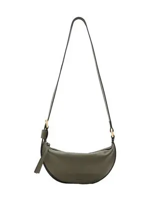 ALLSAINTS Half Moon Leather Crossbody Military G