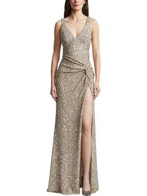Bcbgmaxazria Sequin Gown - Light Gold