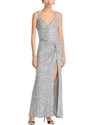 Bcbgmaxazria Sequin Gown - Silver