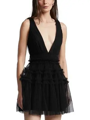 BCBGMAXAZRIA Lumi Deep V Mini Dress