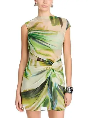 AMUR Zuma Sheer Mini Dress - Verdant Palm