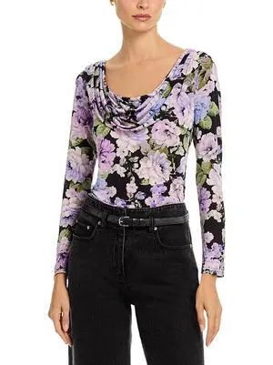 Aqua Bloom Jersey Long Sleeved Top - Black Multi