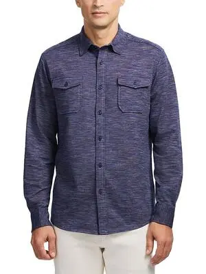 Robert Graham Storrs Long Sleeve Button Front Knit Shirt - Navy
