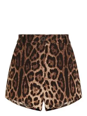 Dolce & Gabbana Leopard Double Crêpe Shorts - Print