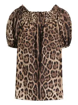 Dolce & Gabbana Leopard-print Poplin Top - Animal Print