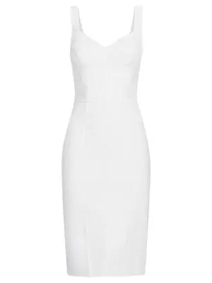 Dolce & Gabbana Sheath Dress In Elastic Fabric And Lace - White