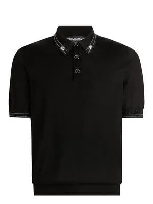 Dolce & Gabbana Silk Polo Shirt - Black