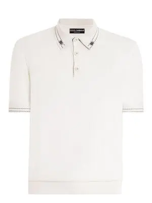 Dolce & Gabbana Silk Polo Shirt - White
