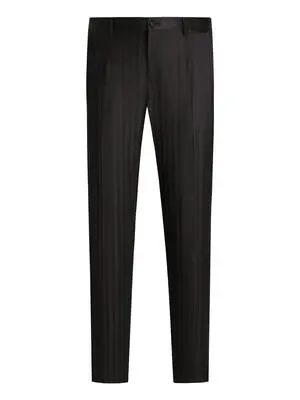 Dolce & Gabbana Wool Pekin Jacquard Trousers - Black