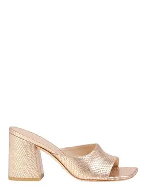 STUART WEITZMAN Tia 85 Metallic Snake-effect Mules - Platinum