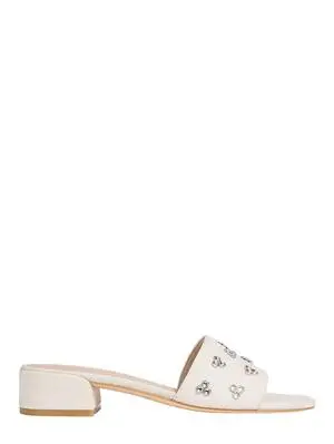 STUART WEITZMAN Tammy Crystal-embellished Tweed Mules - Ecru