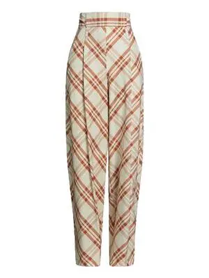 Liviana Conti Tapered Tartan Pants - Beige