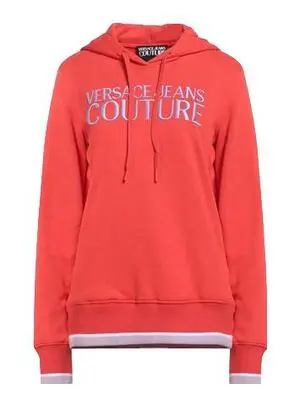 Versace Cotton Fleece Embroidered Hoodie - Tomato Red