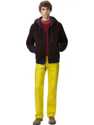 Loewe Hooded Shearling Jacket - Navy/brown