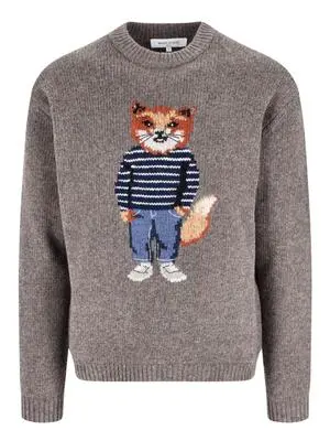Maison Kitsuné Dressed Fox Sweater Gray