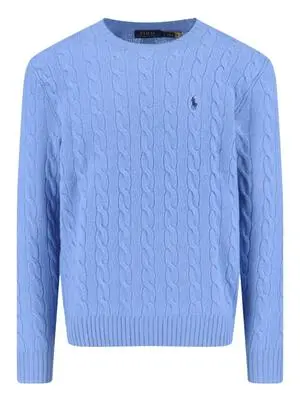 Polo Ralph Lauren Logo Braided Sweater Light Blue