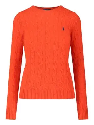 Polo Ralph Lauren Logo Braided Sweater Orange