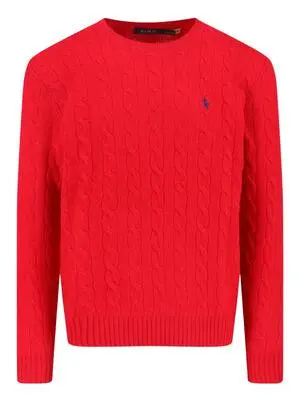 Polo Ralph Lauren Logo Braided Sweater - Red