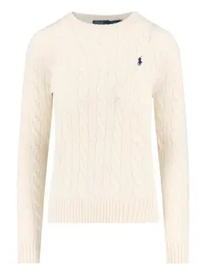 Polo Ralph Lauren Logo Braided Sweater White