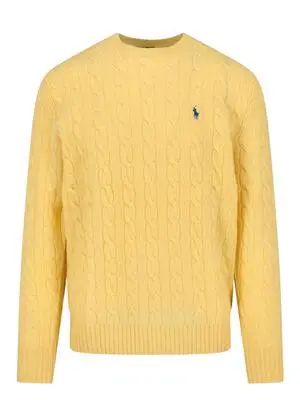 Polo Ralph Lauren Logo Braided Sweater - Yellow