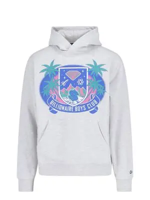 BILLIONAIRE BOYS CLUB Tropical Crest Popover Hoodie - Gray
