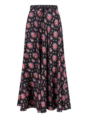 Dolce & Gabbana Floral Silk Skirt - Black