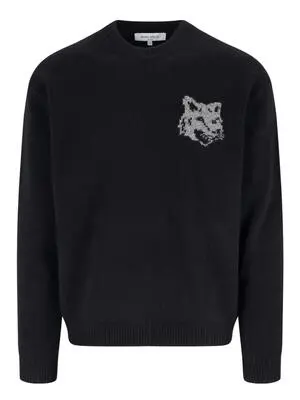 Maison Kitsuné Fox Head Crew Neck Sweater - Black