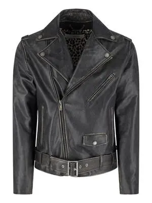 GOLDEN GOOSE Asymmetrical Leather Jacket - Black