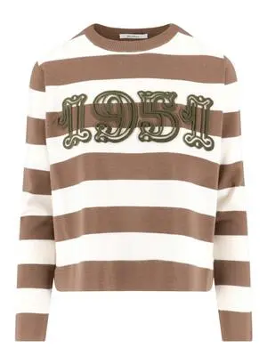 Max Mara Striped Virgin Wool Sweater - Brown