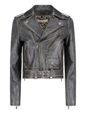 GOLDEN GOOSE Leather Biker Jacket - Black