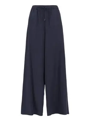 Max Mara Silk Wide Leg Pants Blue