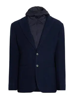 Sease Hybrid Hooded Single-breasted Blazer - Navy Blue