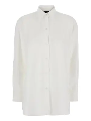 PLAIN Shirt With Classic Collar In Tech Fabric - White
