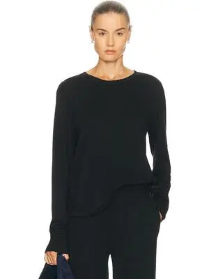 Eterne Long Sleeve Boyfriend Top - Black