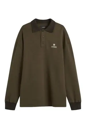 Amiri Ma Oversized Long Sleeve Polo - Dark Brown