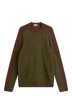 FORET Alpine Contrast Crew Neck Jumper - Army/brown