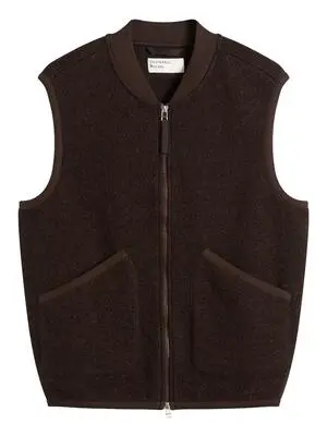 Universal Works Universal Works Wool Fleece Zip Waistcoat Brown