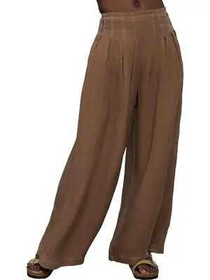 SANCIA Wide Leg Pleated Trousers - Coconut
