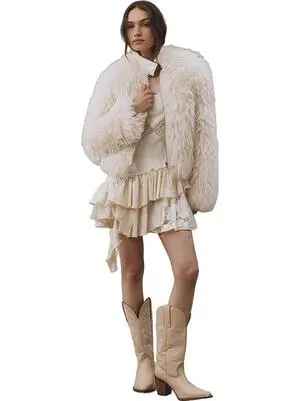Apparis Lillet Shag Faux Fur Bomber Jacket - Ivory