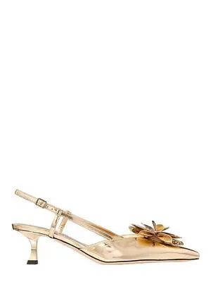 JIMMY CHOO Mimmi 50 Metallic-leather Slingbacks - Gold/gold
