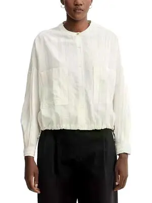 SESSUN Striped Button Down Shirt - Neutrals