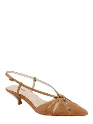 L'Agence Adavi Pointed Toe Slingback Pump - Sand Suede