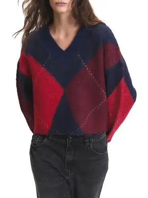 Deluc Micah V-neck Argyle Sweater - Navy