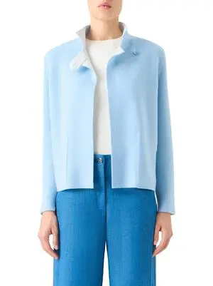 Akris Reversible Cashmere Jacket - Powder Blue-ecru